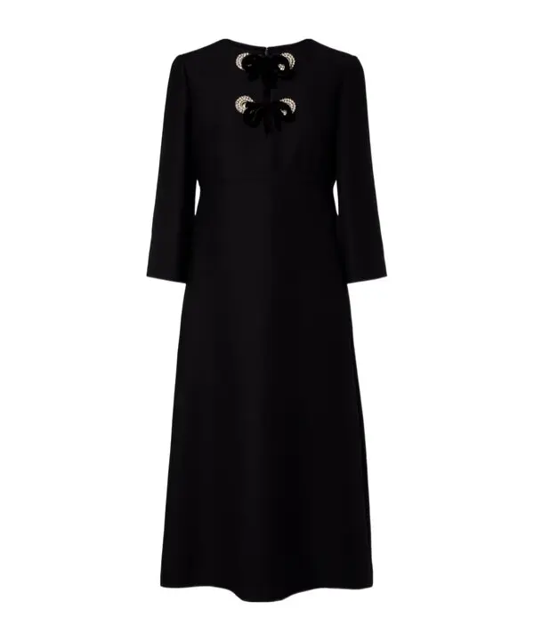 Valentino Garavani Crepe Couture Embellished Midi Dress
