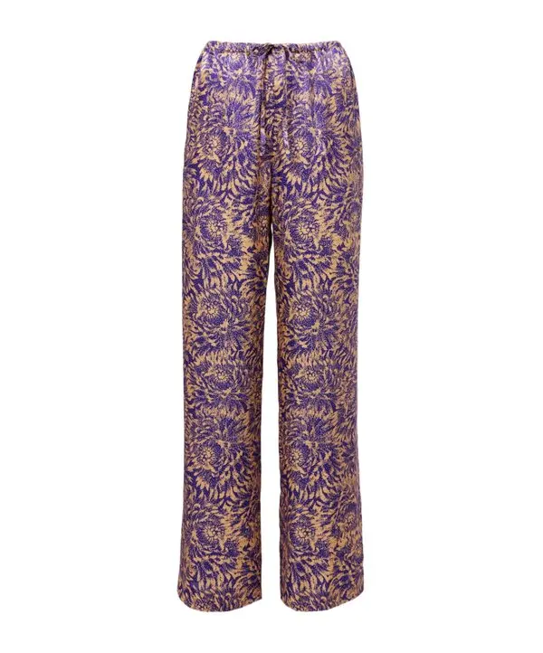 Dries Van Noten Floral Silk Satin Wide-leg Pants - Multicolor