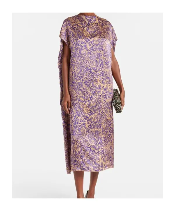 Dries Van Noten Sleeveless Floral Silk Midi Dress