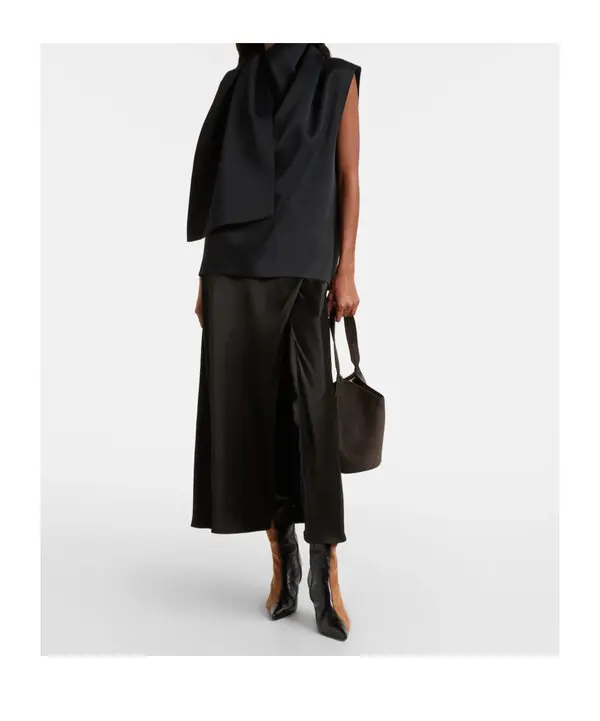 Khaite Demi Satin Midi Skirt
