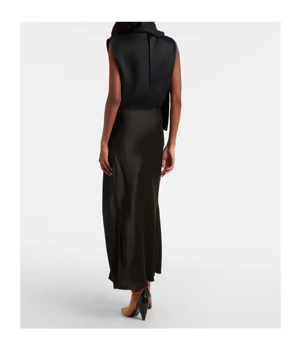 Khaite Demi Satin Midi Skirt