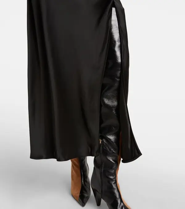 Khaite Demi Satin Midi Skirt