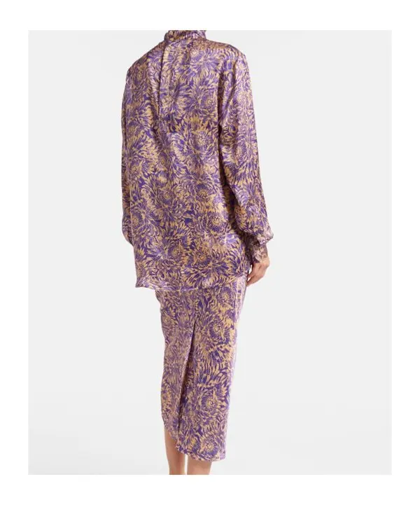 Dries Van Noten Floral Silk Satin Blouse