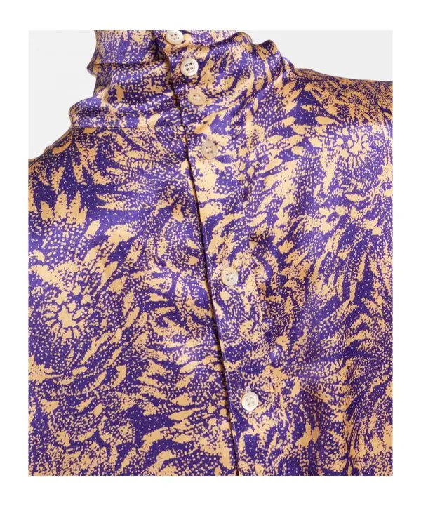 Dries Van Noten Floral Silk Satin Blouse