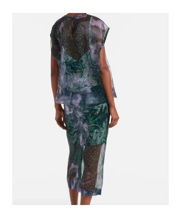 Dries Van Noten Printed Silk Organza Top