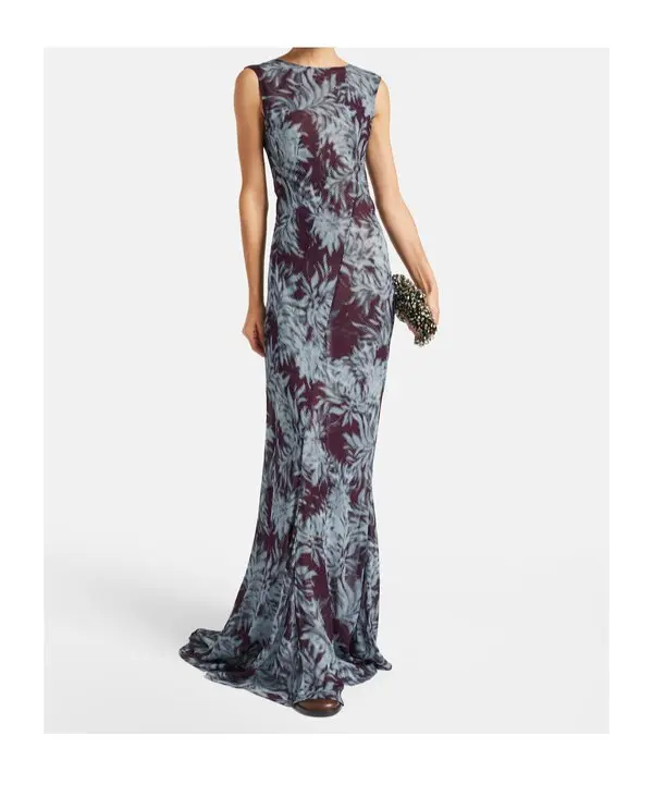 Dries Van Noten Printed Chiffon Gown