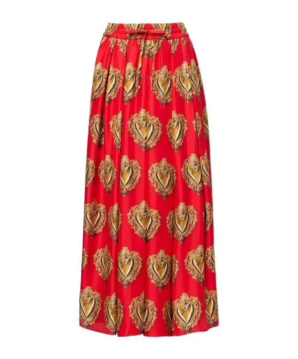 Dolce & Gabbana Printed Silk Satin Maxi Skirt