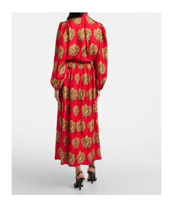 Dolce & Gabbana Printed Silk Satin Maxi Skirt