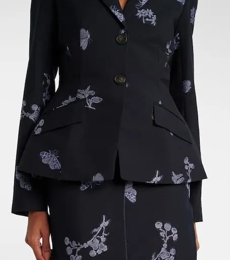 Erdem Wool And Cotton Jacquard Blazer