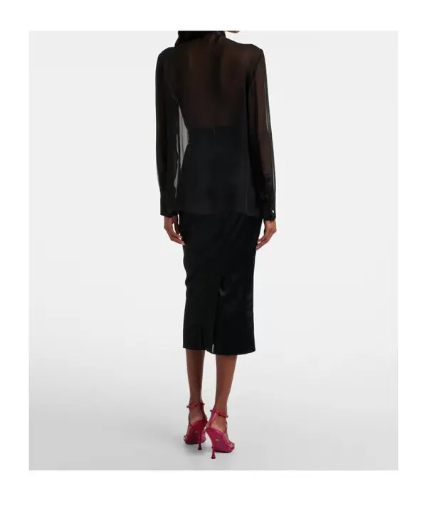 Dolce & Gabbana Floral-appliqué Sheer Silk Shirt