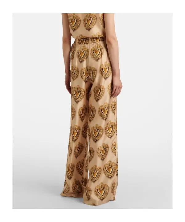 Dolce & Gabbana Printed High-rise Silk Palazzo Pants