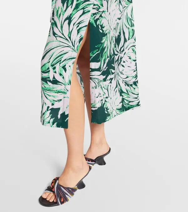 Dries Van Noten Printed Tie-neck Midi Dress