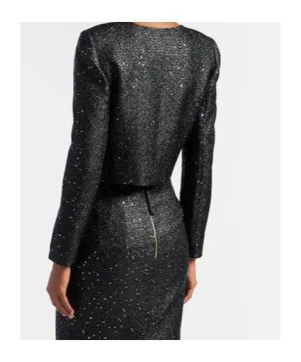 Carolina Herrera Sequined Cropped Lamé Tweed Jacket