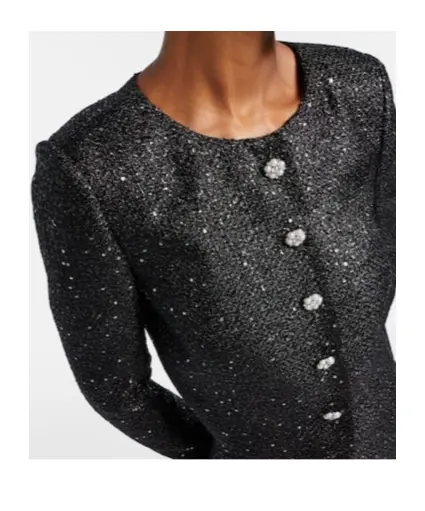 Carolina Herrera Sequined Cropped Lamé Tweed Jacket