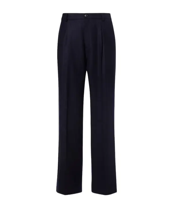 Dries Van Noten Wool Flannel Wide-leg Pants - Blue