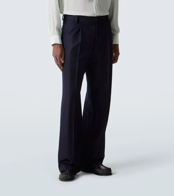 Dries Van Noten Wool Flannel Wide-leg Pants