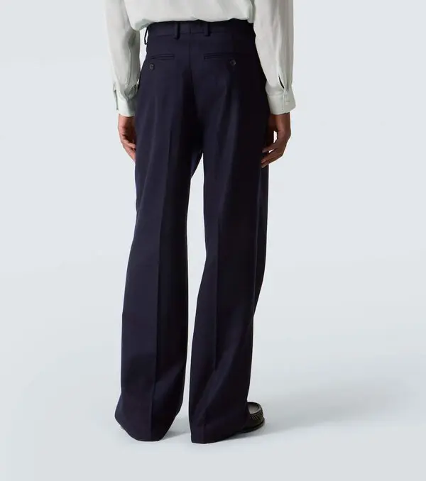 Dries Van Noten Wool Flannel Wide-leg Pants