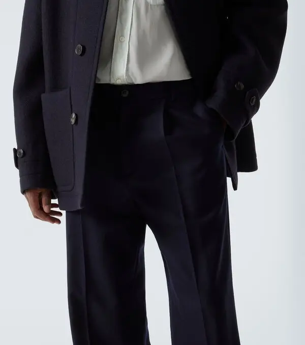 Dries Van Noten Wool Flannel Wide-leg Pants