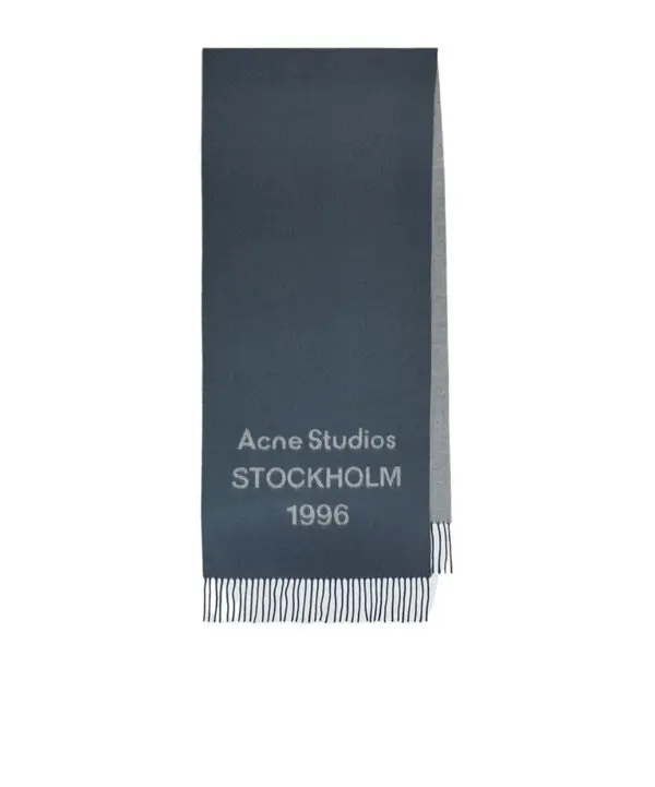 Acne Studios Fringed Logo Wool Scarf