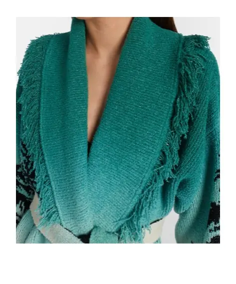 Alanui Wave Bloom Fringed Cotton-blend Jacquard Cardigan