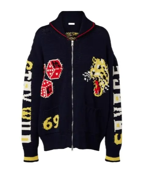 Stella McCartney Intarsia Cotton Zip-up Cardigan