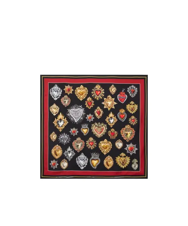 Dolce & Gabbana Printed Silk Twill Scarf - Black