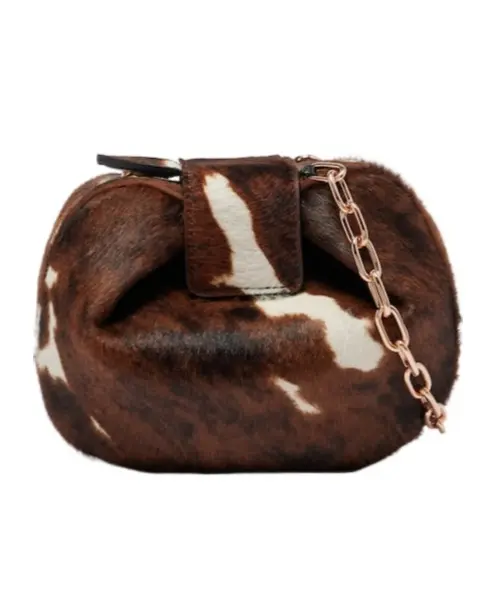Gabriela Hearst Small Calf Hair Clutch With Chain - Brown