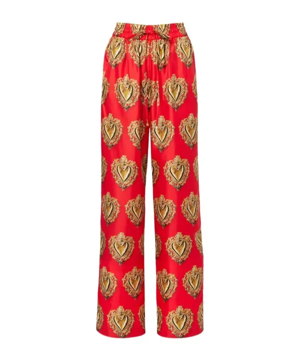 Dolce & Gabbana Printed High-rise Silk Palazzo Pants