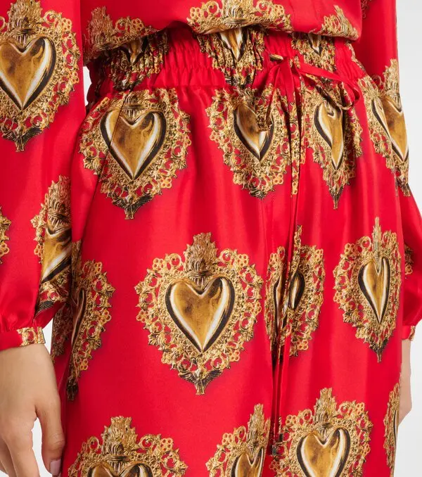 Dolce & Gabbana Printed High-rise Silk Palazzo Pants