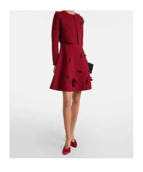 Oscar De La Renta Cropped Cardigan With Laser-cut Floral Pattern