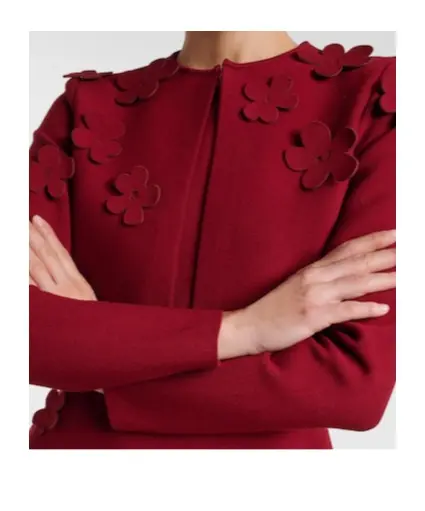 Oscar De La Renta Cropped Cardigan With Laser-cut Floral Pattern
