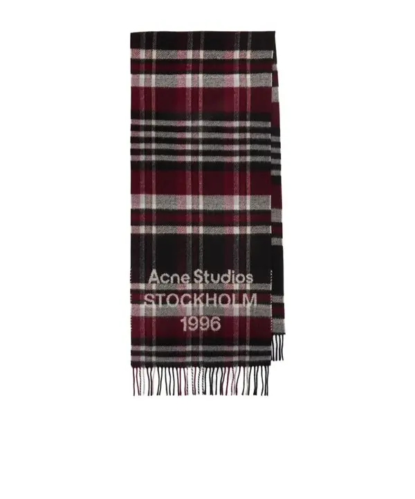 Acne Studios Fringed Plaid Wool Scarf