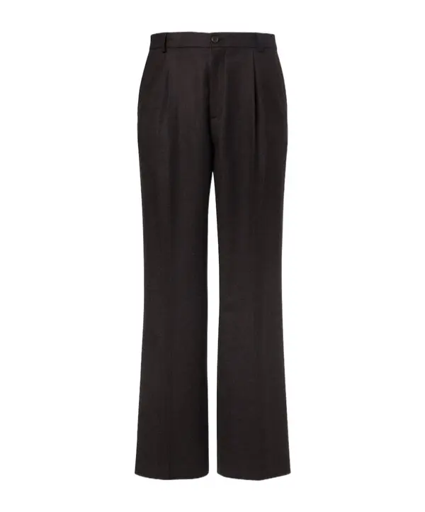 Dries Van Noten Wool Flannel Wide-leg Pants - Black