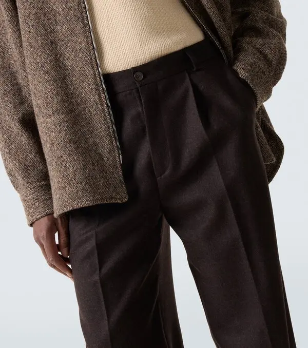 Dries Van Noten Wool Flannel Wide-leg Pants