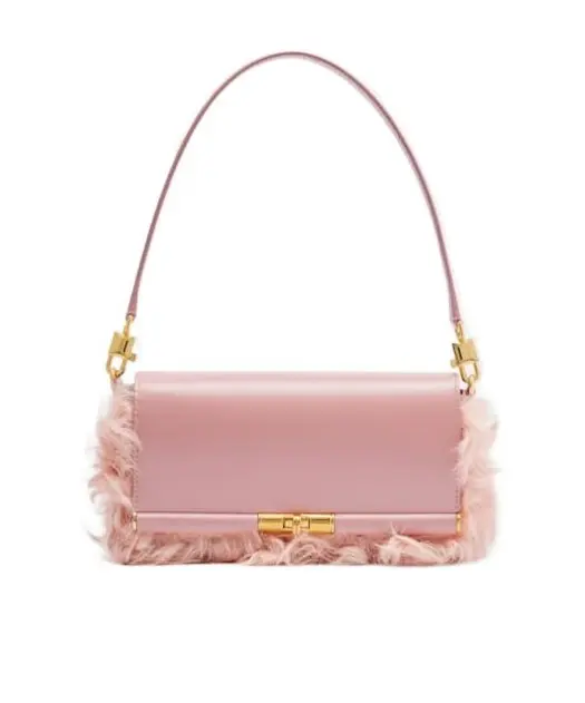 Dolce & Gabbana Marlene Small Shearling Shoulder Bag