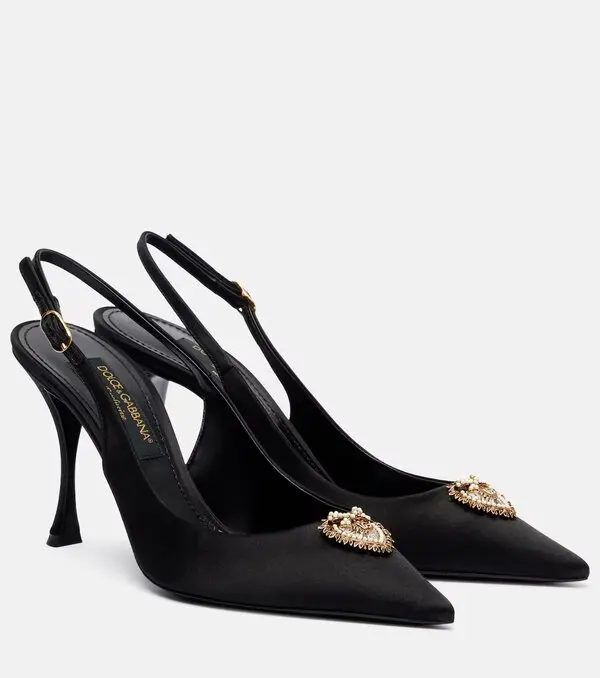 Dolce & Gabbana Devotion 90 Satin Slingback Pumps