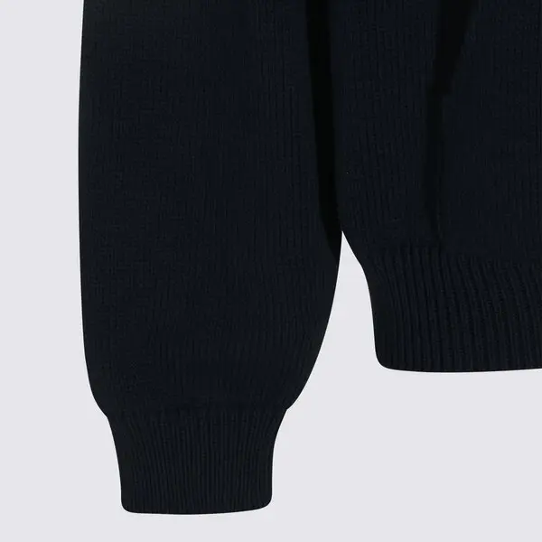 Celine Ribbed Cotton Hooded Sweater With Embroidered Logo - Navy