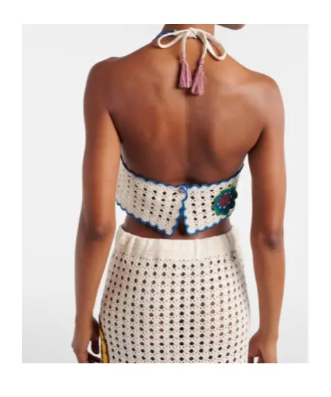 ALEMAIS Elma Crochet Halter Crop Top