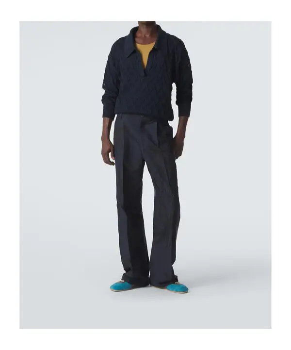 Dries Van Noten Open-knit Cotton Polo Sweater