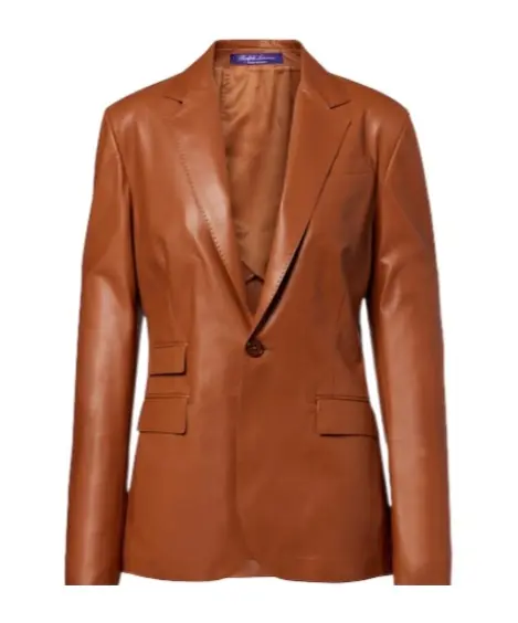 Ralph Lauren Parker Leather Blazer - Brown
