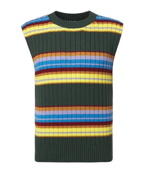 Dries Van Noten Striped Cotton And Wool Sweater Vest
