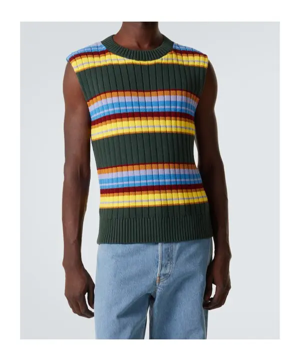 Dries Van Noten Striped Cotton And Wool Sweater Vest