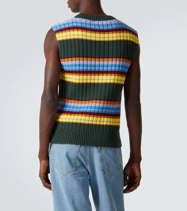 Dries Van Noten Striped Cotton And Wool Sweater Vest