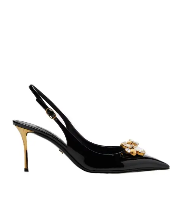 Dolce & Gabbana Embellished Patent Leather Slingback Pumps