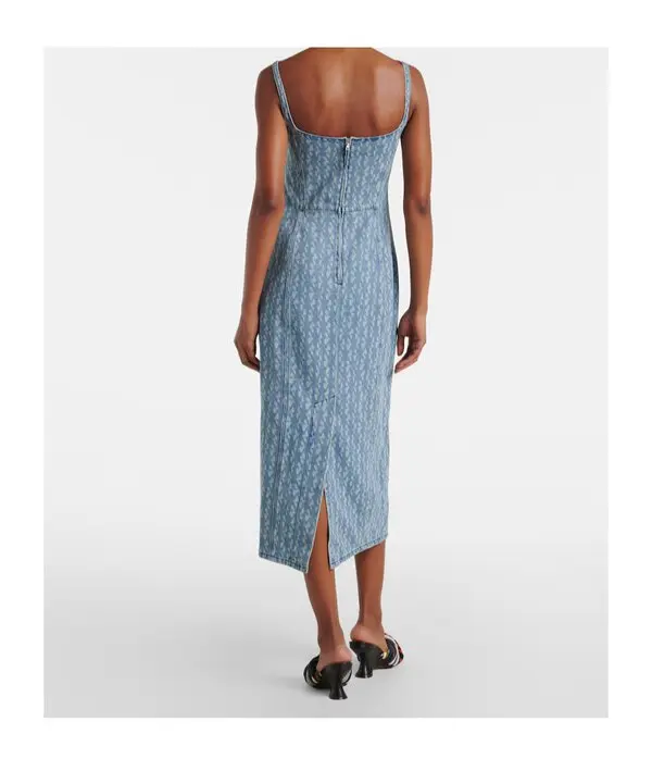 Dries Van Noten Printed Denim Midi Dress