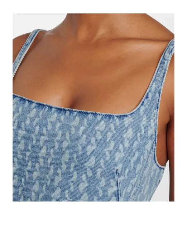 Dries Van Noten Printed Denim Midi Dress
