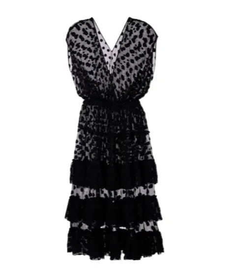 Dries Van Noten Polka-dot Cotton-blend Tiered Midi Dress - Black