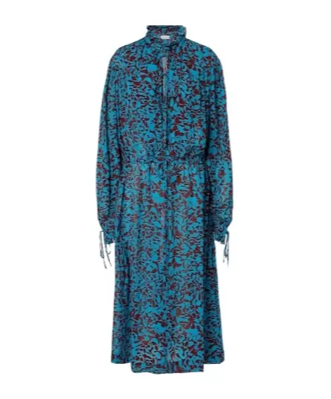 Dries Van Noten Printed Ruffled Shirt Dress - Blue