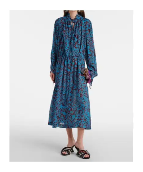 Dries Van Noten Printed Ruffled Shirt Dress