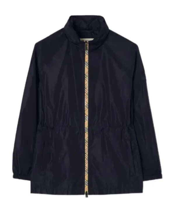 Burberry Short Nylon Parka With Knight Stamp - Navy